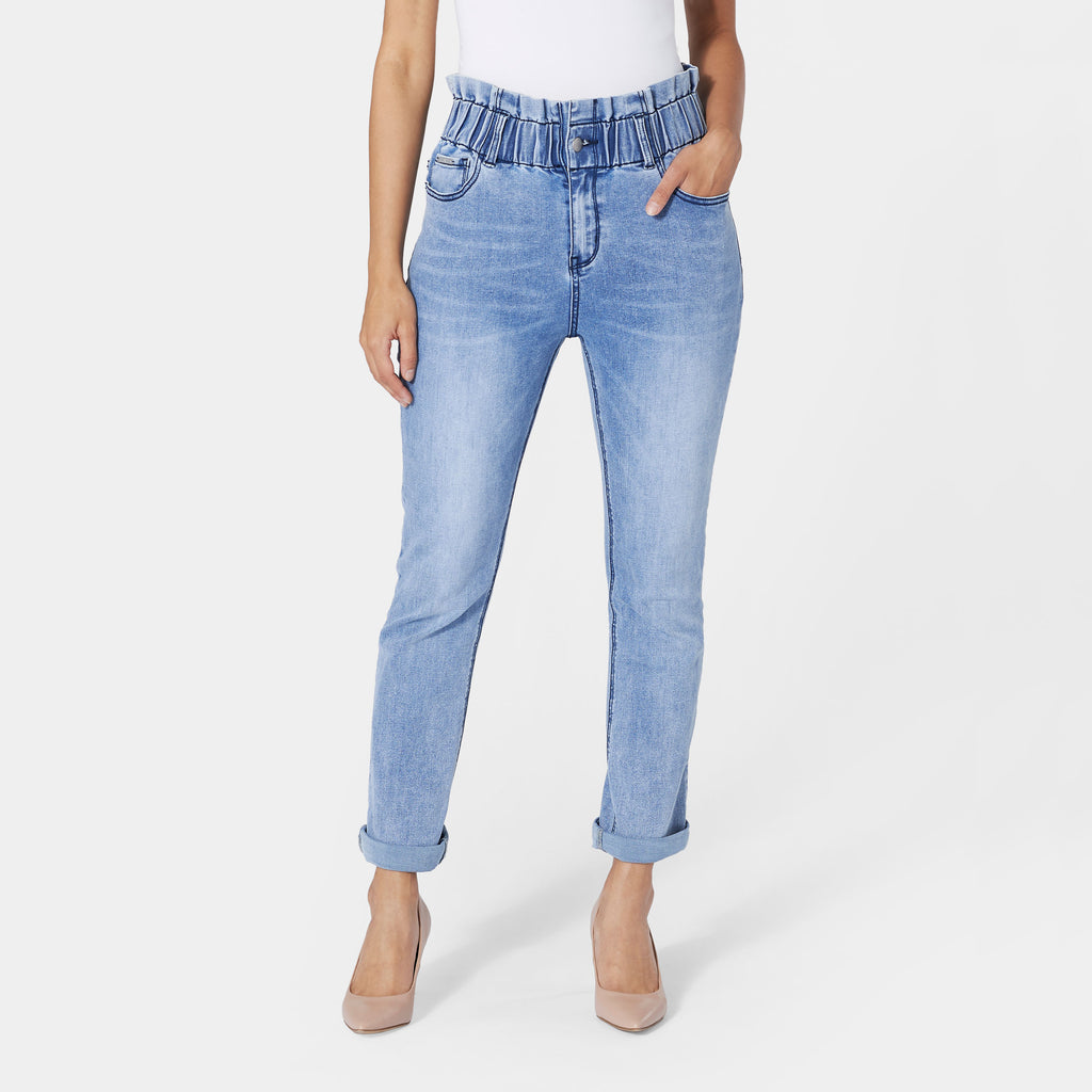 Katie Wide Waist Gathered Jeans – tgbBRANDS
