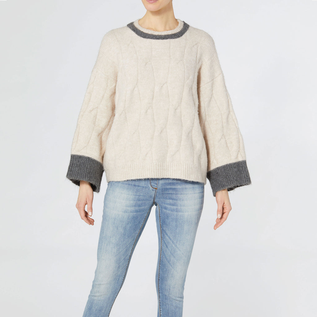 Linnea Super soft Color Block Cable Sweater – tgbBRANDS