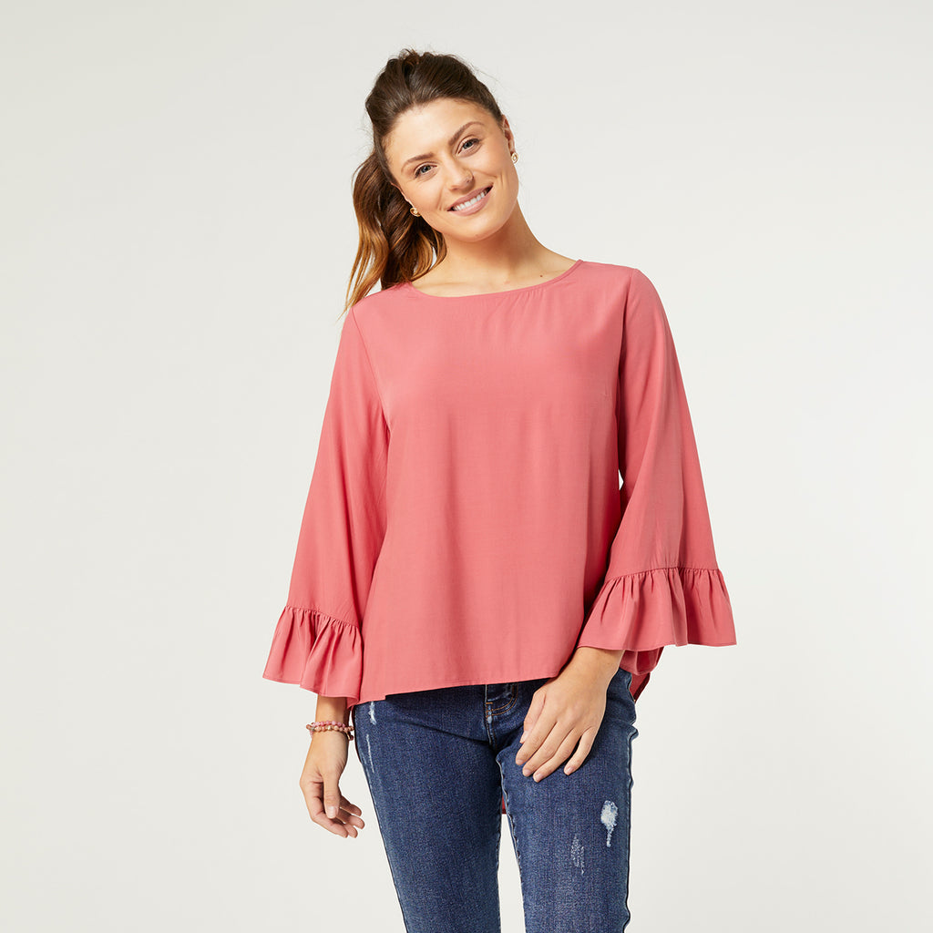 Aubrielle Top with Ruffle Sleeve – tgbBRANDS