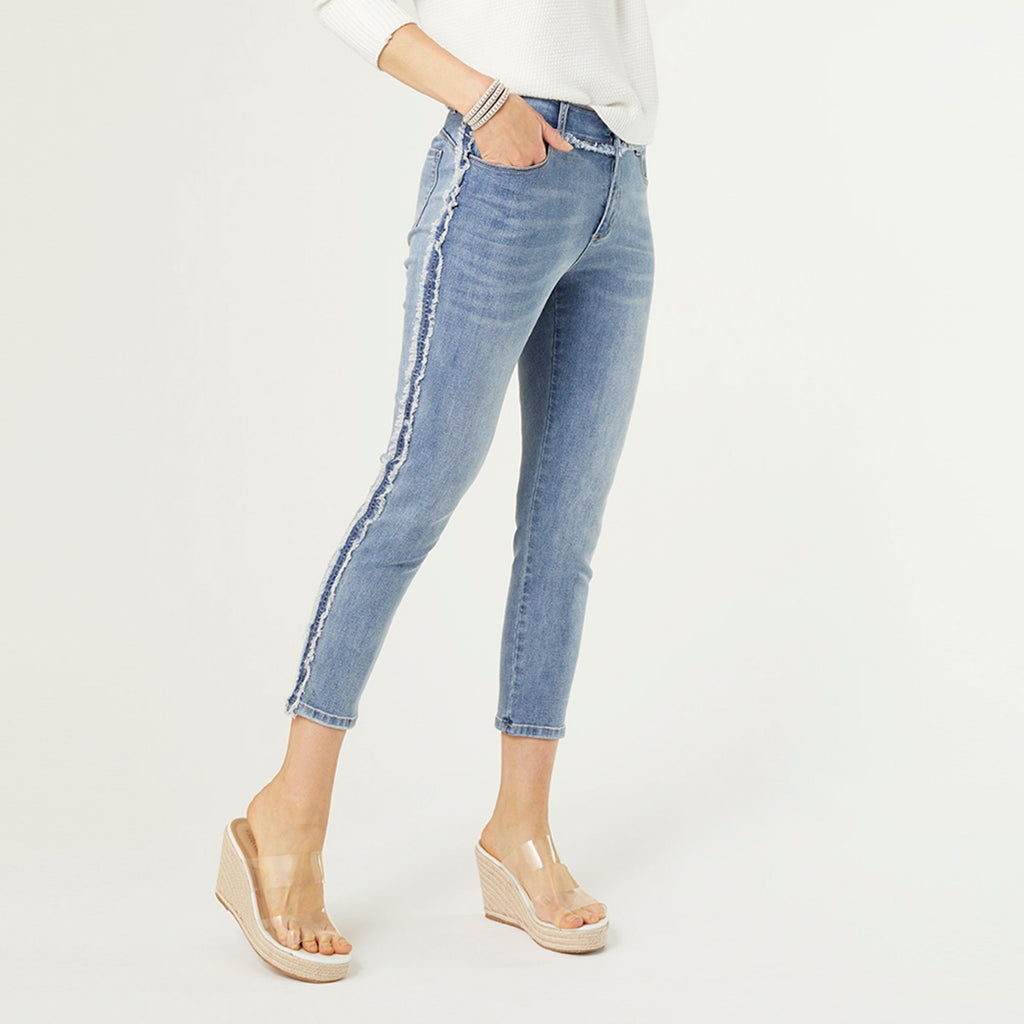 OMG ZoeyZip Skinny Capri Jeans with Side Fringe - Final Sale – tgbBRANDS