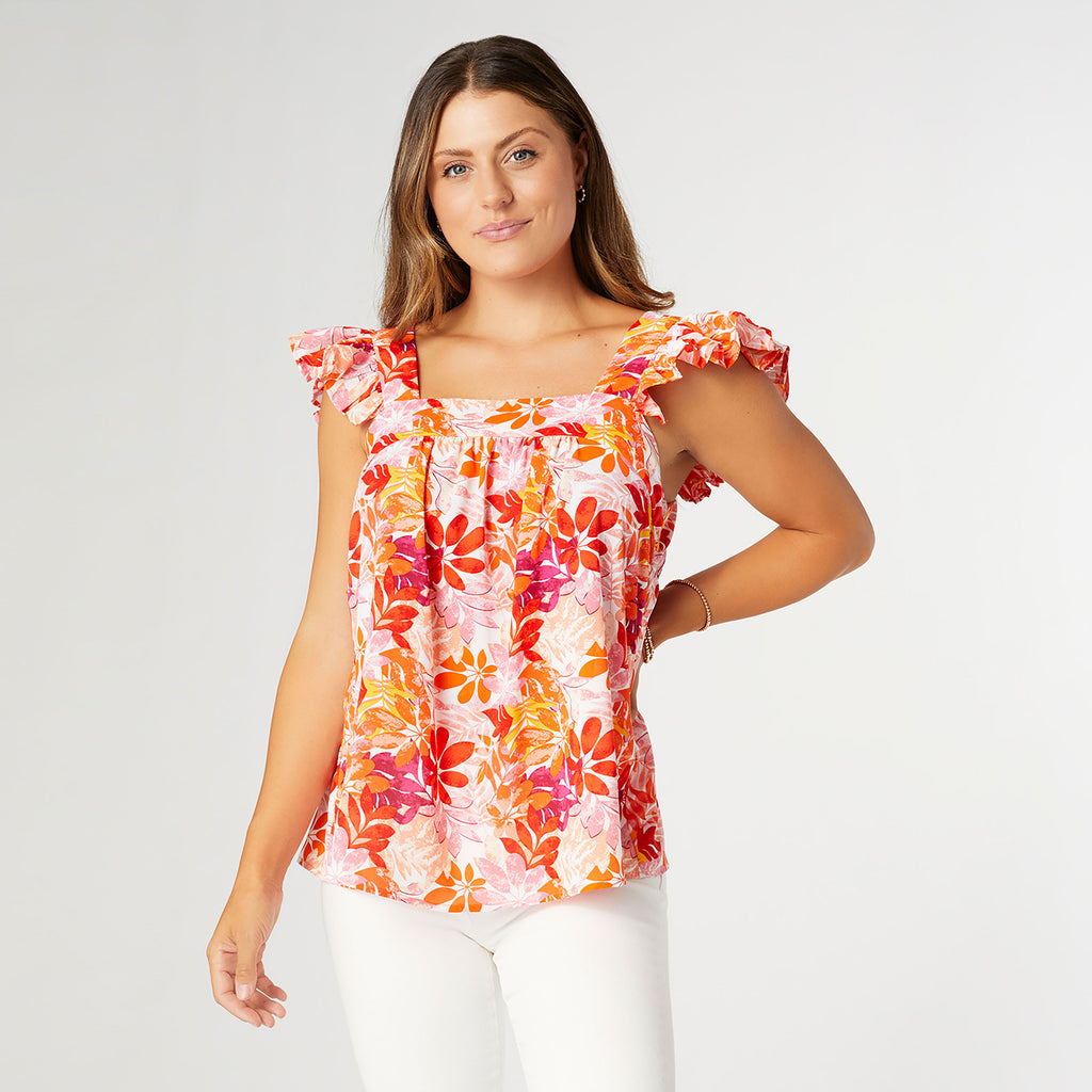 Flora Flutter Sleeve Tank – tgbBRANDS