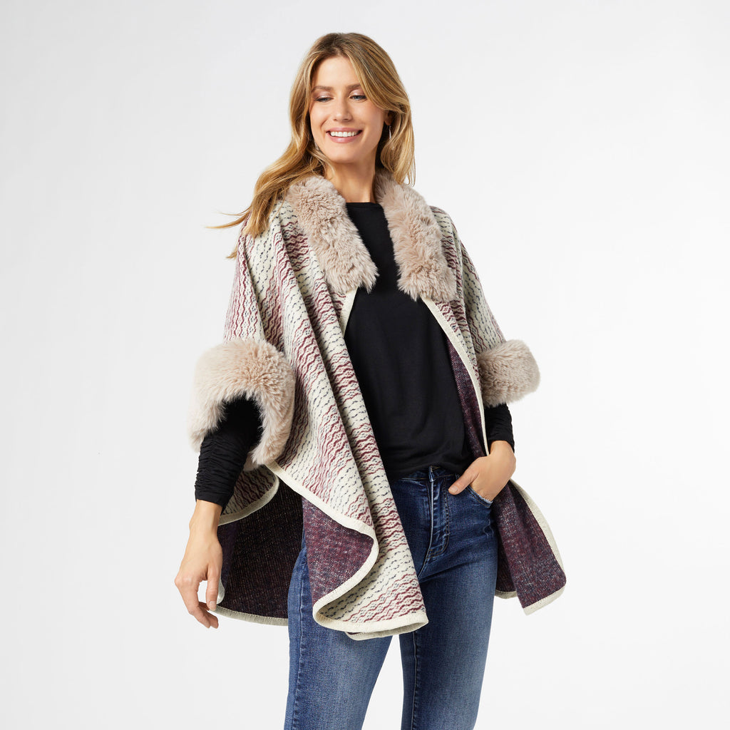 Vivian Ruana with Faux Fur Trim - Final Sale – tgbBRANDS