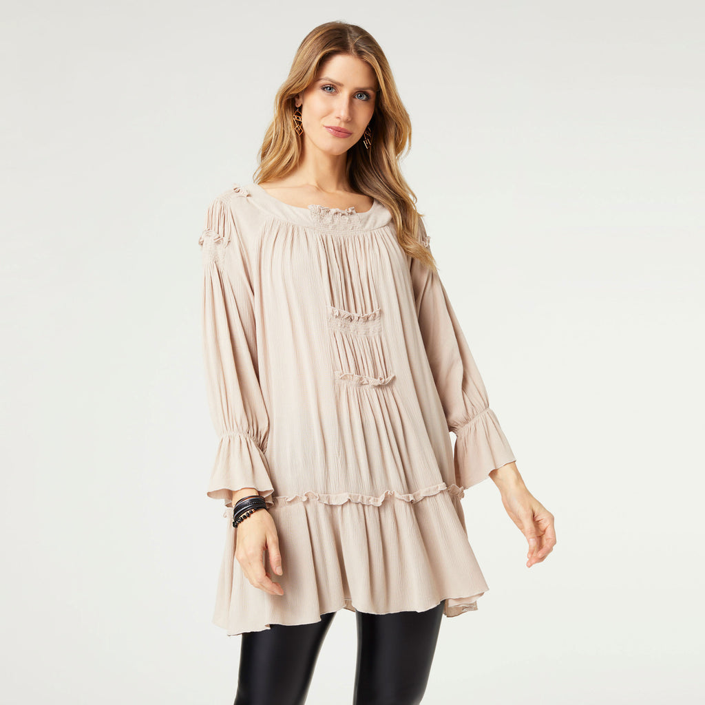 Victoria Long Sleeve Ruffle Tunic - Final Sale – tgbBRANDS