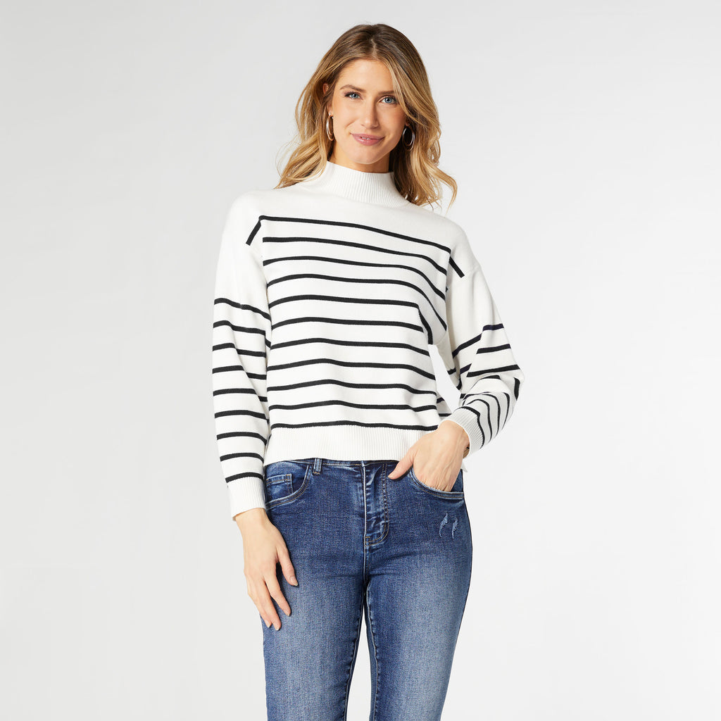 Neve Stripe Mock Neck Sweater – tgbBRANDS