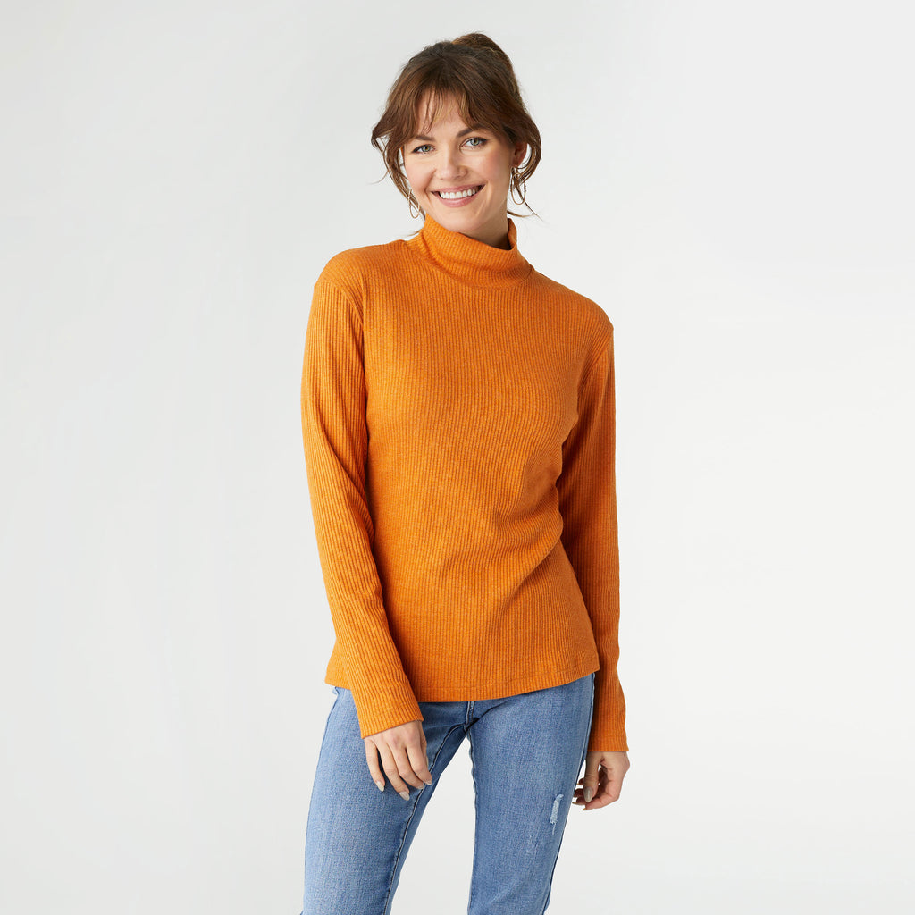 Hazel Long Sleeve Ribbed Mock Neck Top - Final Sale – tgbBRANDS