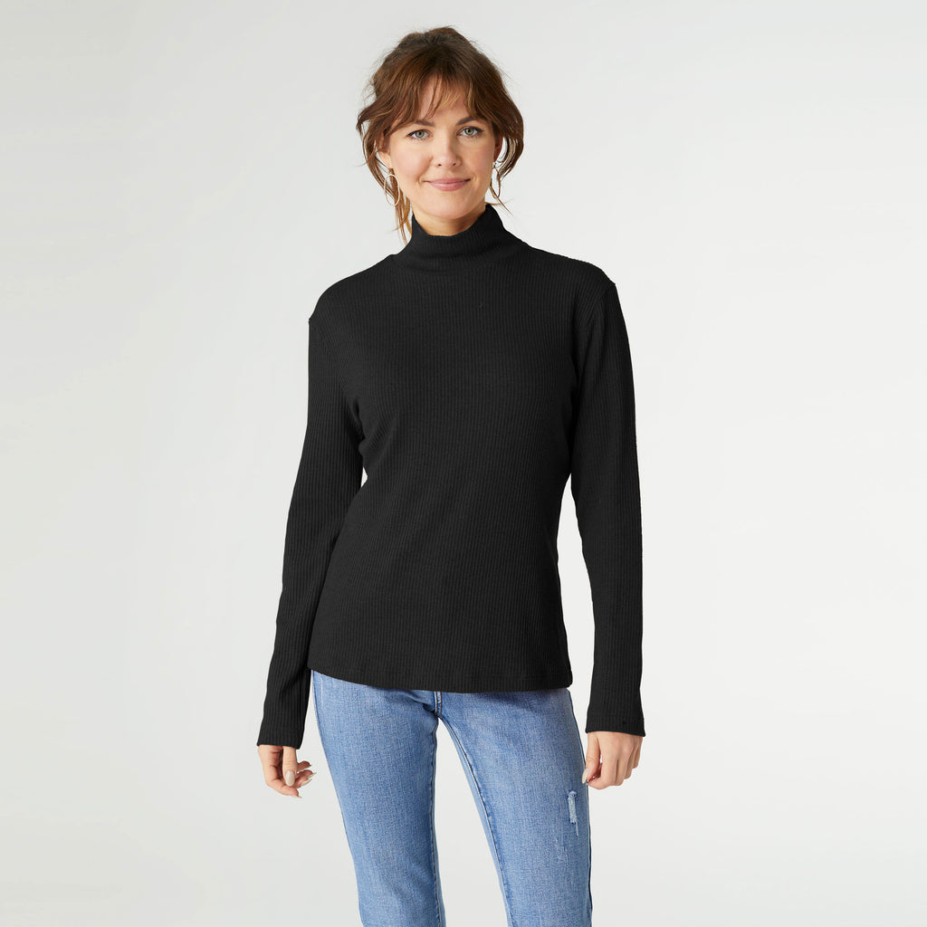 Hazel Long Sleeve Ribbed Mock Neck Top - Final Sale – tgbBRANDS