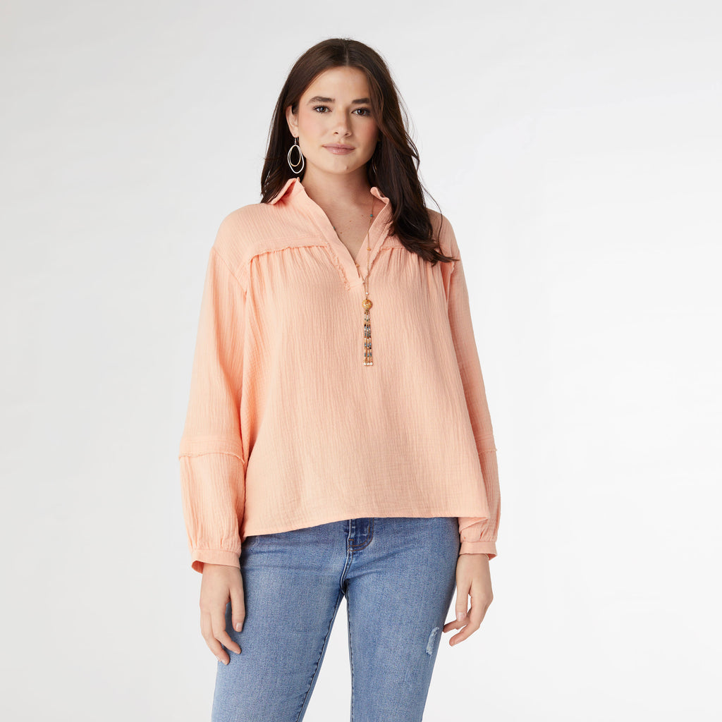 Kacey Long Sleeve Soft Gauze Top - Final Sale – tgbBRANDS