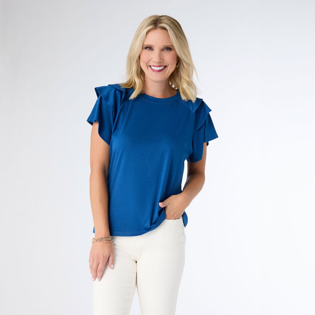Mandy Cap Sleeve Ruffle Tee - Final Sale – tgbBRANDS