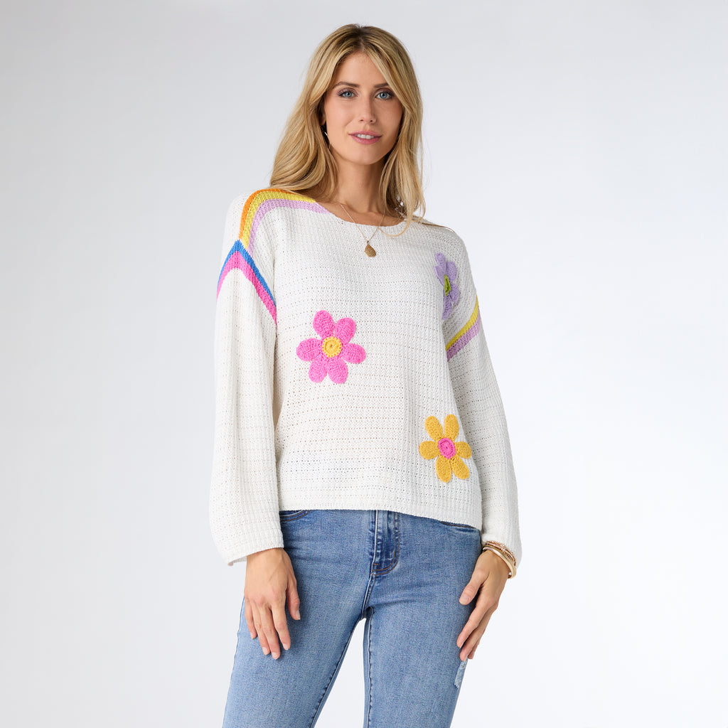 Cari Knit Top with Crochet Flowers - Final Sale – tgbBRANDS