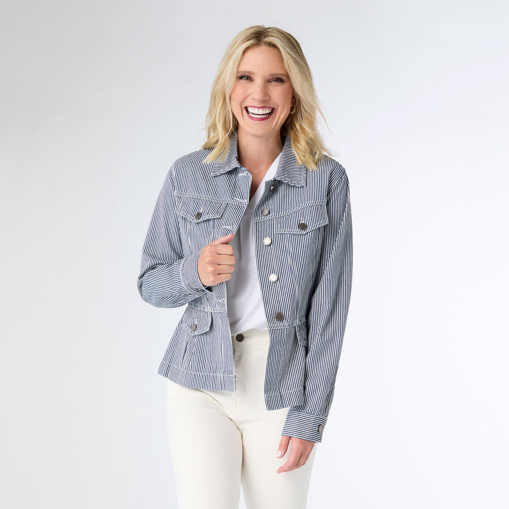 Samson Striped Denim Jacket – tgbBRANDS