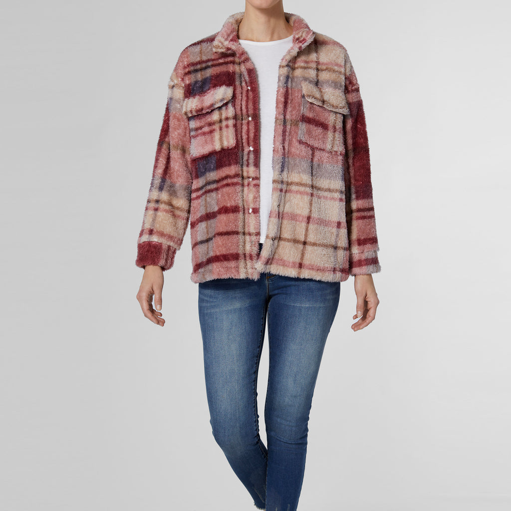 Tucker Plaid Fuzzy Shacket – tgbBRANDS