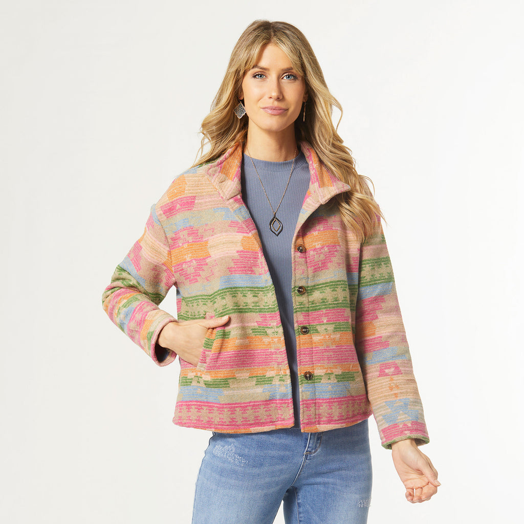 Karen Colorful Button Front Shacket – tgbBRANDS