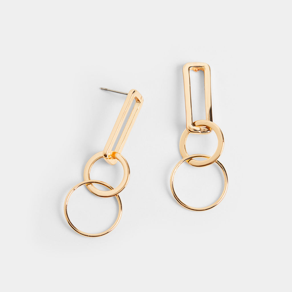 Linked Hoop Dangle Earrings - Gold – tgbBRANDS